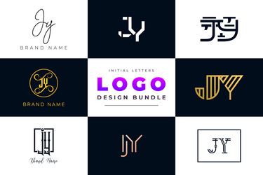 Initial letters jy monogram logo design bundle Vector Image
