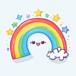 Rainbow hand-drawn comic rainbow doodle style Vector Image