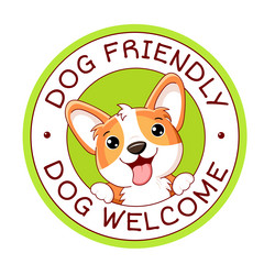 Pet friendly label stamp or sticker with dog Vector Image