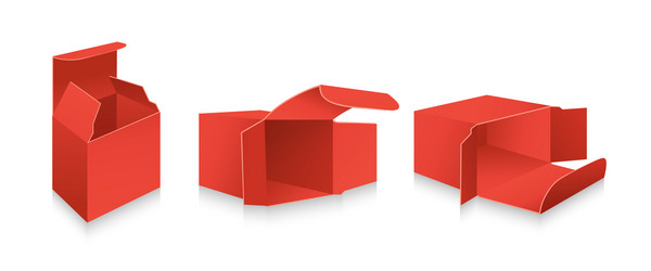 Template red box 3d model mockup set gift boxes Vector Image