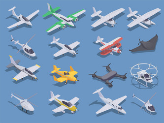 Isometric set of military aviation air force Vector Image