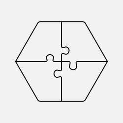 Diagram infographic 4 steps hexagon puzzle Vector Image