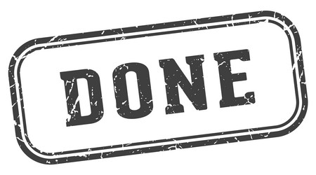 Done stamp rectangular on white Royalty Free Vector Image