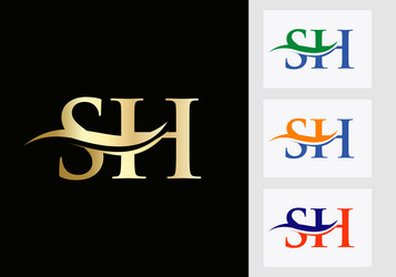 Initial monogram letter sh logo design Royalty Free Vector