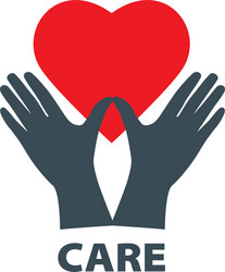 Love care icon two hands with red heart Royalty Free Vector