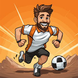 Soccer player hand-drawn comic football Royalty Free Vector