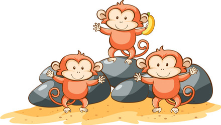Three Monkeys Cute Vector Images (over 140)