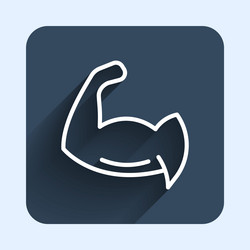 White line bodybuilder showing his muscles icon Vector Image