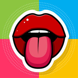 Pop art poster multi-colored lips on a multi Vector Image