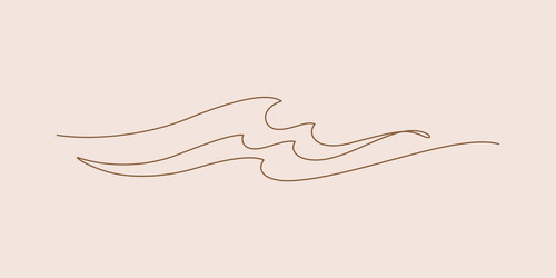 Ocean sea wave one line minimalism concept thin Vector Image