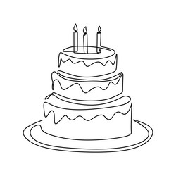 Three-tiered birthday cake icon cartoon Royalty Free Vector