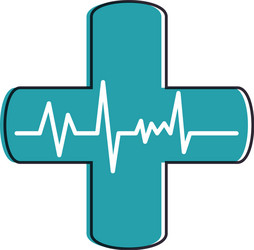 Cross with ekg isolated icon Royalty Free Vector Image