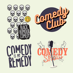 Stand up comedy show set of emblems badges Vector Image