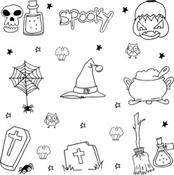 Cute doodle halloween on white backgrounds Vector Image
