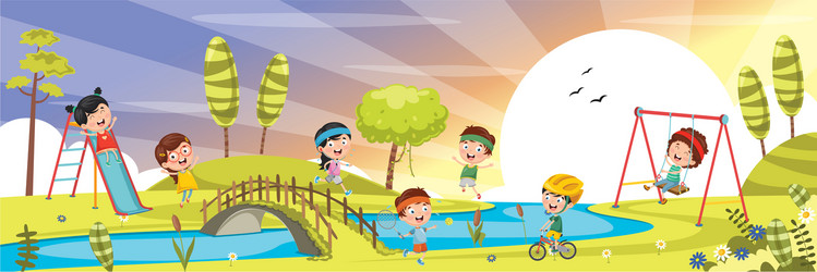 Kids playing outside Royalty Free Vector Image