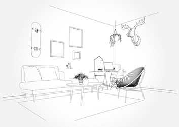 Perspective View Living Room Vector Images (over 200)
