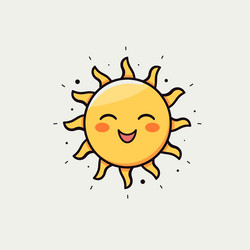 Sun hand-drawn comic doodle style cartoon Vector Image