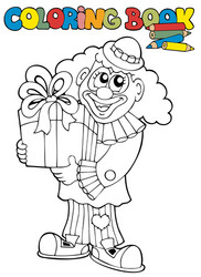 Coloring book with happy clown 8 Royalty Free Vector Image