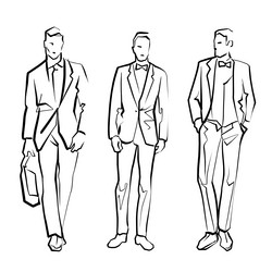 Fashion models line drawing Royalty Free Vector Image