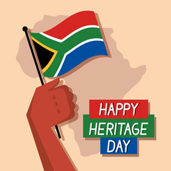 Happy heritage day lettering and flag Royalty Free Vector
