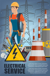 Electrical engineering and power plant Royalty Free Vector