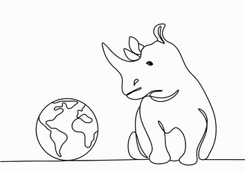 One Line Rhino Vector Images (over 120)