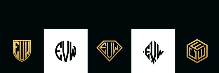 Initial letters ekm logo designs bundle Royalty Free Vector