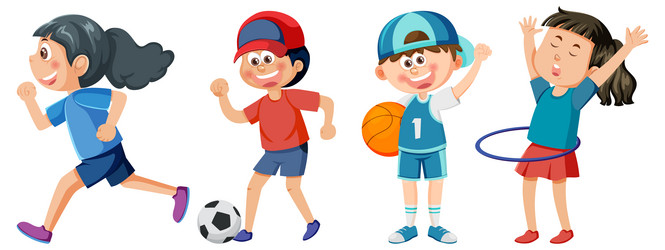 Cartoon kids sports banner design Royalty Free Vector Image