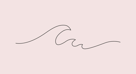 Ocean sea wave one line minimalism concept thin Vector Image