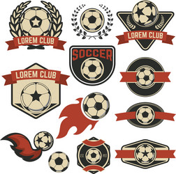 Soccer club emblem design element for logo label Vector Image