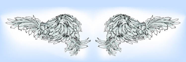 Art sketch black anime wings doodle nuar style Vector Image