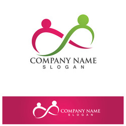 Infinity people family care logo design Royalty Free Vector