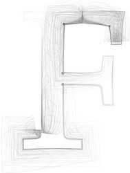 Doodle digital drawn sketch letter f Royalty Free Vector