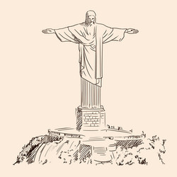 Realistic christ redeemer statue rio Royalty Free Vector