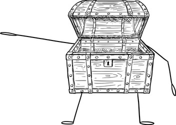 Open empty treasure pirate chest cartoon Vector Image