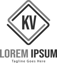 Initial kv logo template with modern frame Vector Image