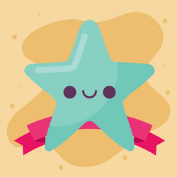 Kawaii blue star cartoon design Royalty Free Vector Image