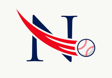 Letter n baseball logo concept with moving Vector Image