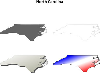 North carolina line art map Royalty Free Vector Image