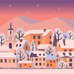 Winter city street snowy urban landscape Vector Image