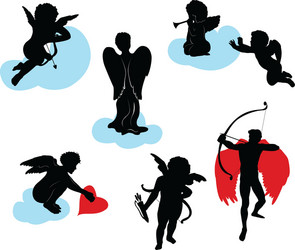 Silhouettes of angels Royalty Free Vector Image
