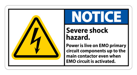 Notice severe shock hazard sign on white Vector Image