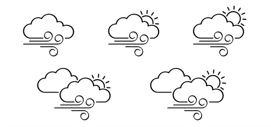 Cloud sun moon wind rain snow weather Royalty Free Vector