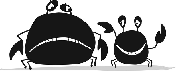 Funny friends crabs black silhouette Royalty Free Vector