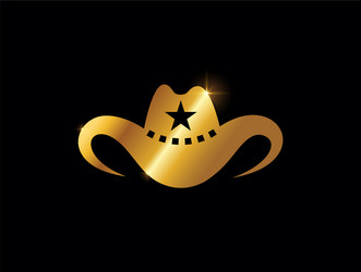 Golden cowboy hat sign Royalty Free Vector Image