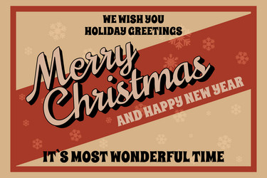 Merry christmas retro banner template greeting Vector Image