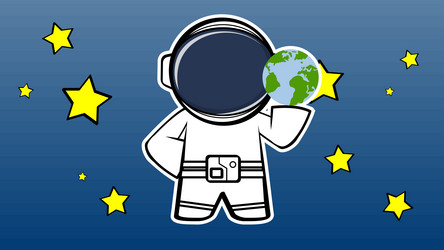 Cute spaceman character cartoon sticker poster Vector Image