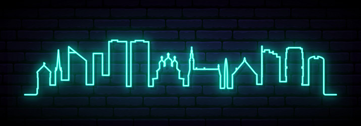 Blue neon skyline newcastle bright Royalty Free Vector Image