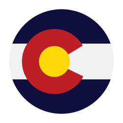 Circle badge colorado flag isolated Royalty Free Vector