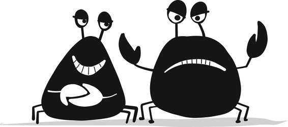 Funny friends crabs black silhouette Royalty Free Vector